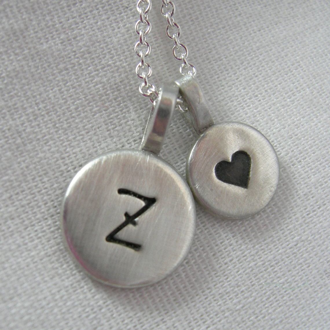 Tiny Duo Monogram and Heart Necklace - Etsy