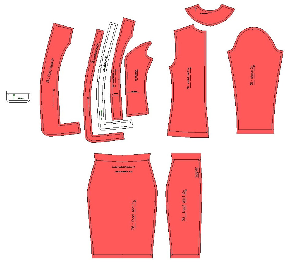 Suit_100, Dress Pattern - Elastic Fabric, Size 36-42, Dxf Files - Etsy