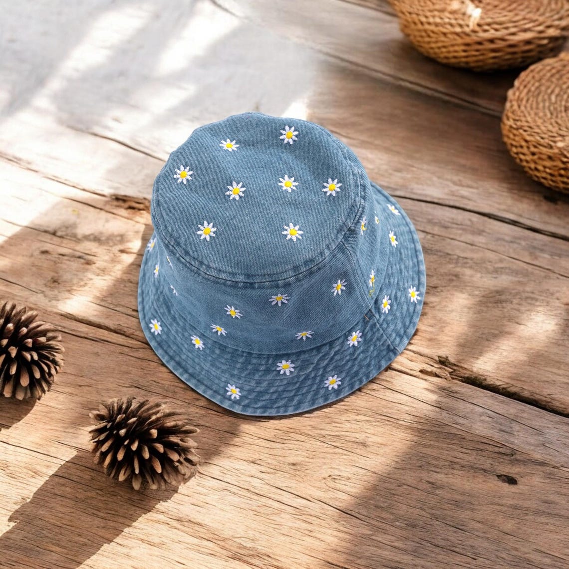 Daisy Bucket Hat, Summer Hat, Women Accessory, Embroidery Daisy Bucket ...