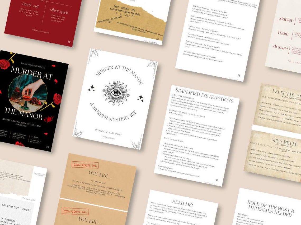 DIY Murder Mystery Party Kit – Printable Whodunnit Dinner Game – How to ...