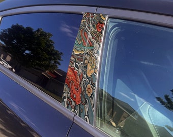 Samurai Door Pillar Decal, Japanese Oni Demon Sticker, Car Pillar ...