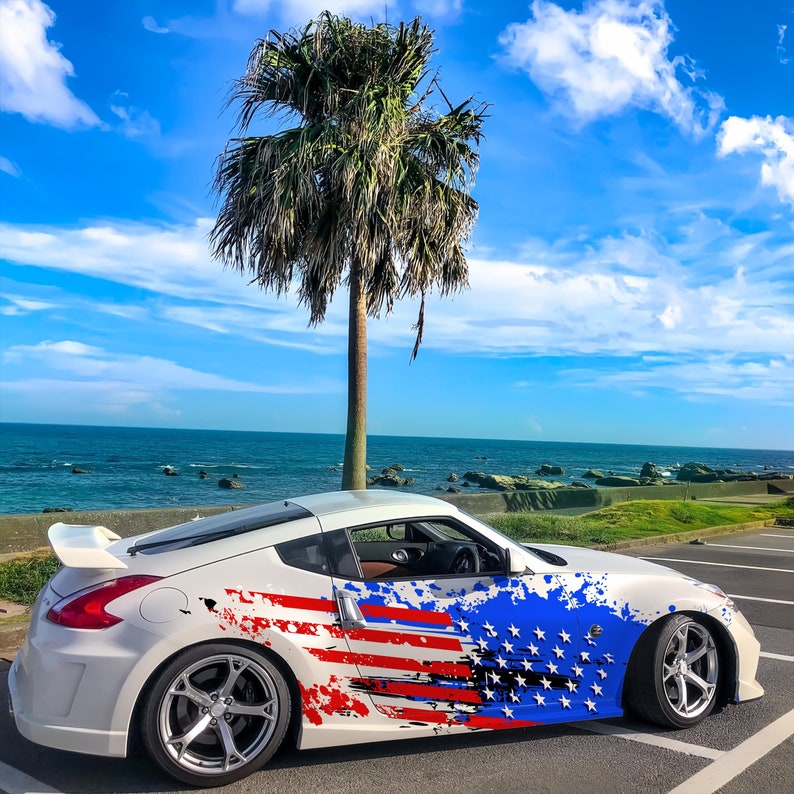 American Flag Car Decal, USA Race Car Livery, Patriotic Car Body Decal ...