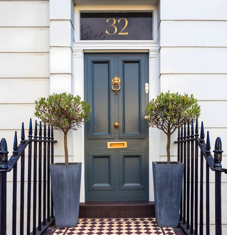 Premium Gold Fanlight Door Address, Etched Glass House Numbers ...