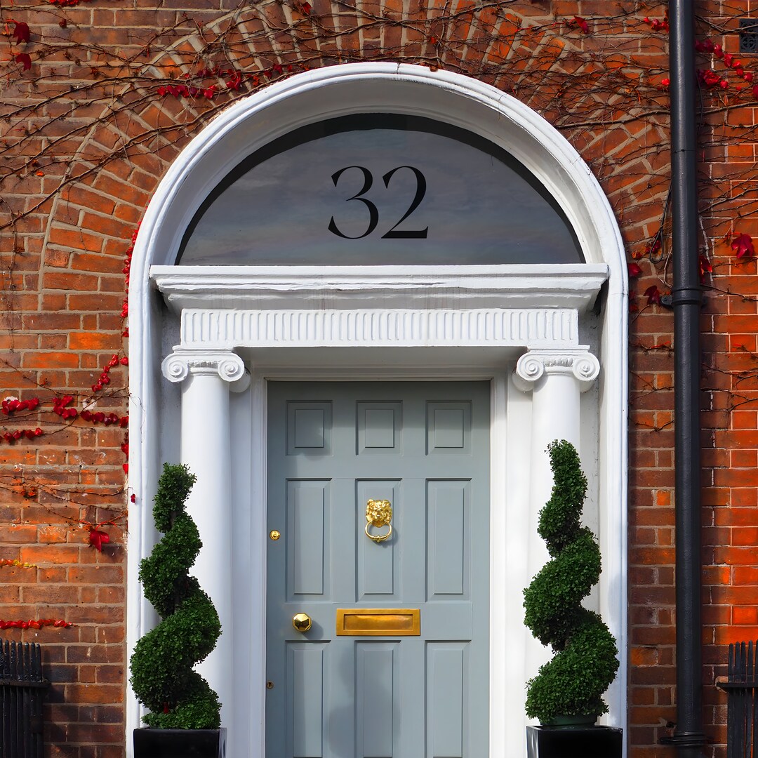 Premium Black Fanlight Door Address, Etched Glass House Numbers ...