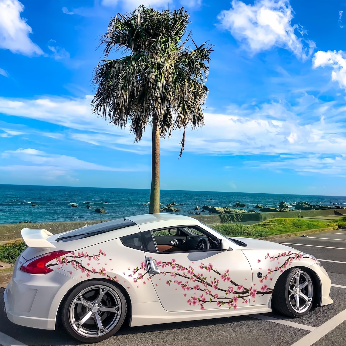 Violet Blossom Car Decal, Pink Sakura JDM Livery, Japanese Flowers Door ...