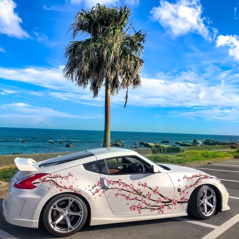 Violet Blossom Car Decal, Pink Sakura JDM Livery, Japanese Flowers Door ...