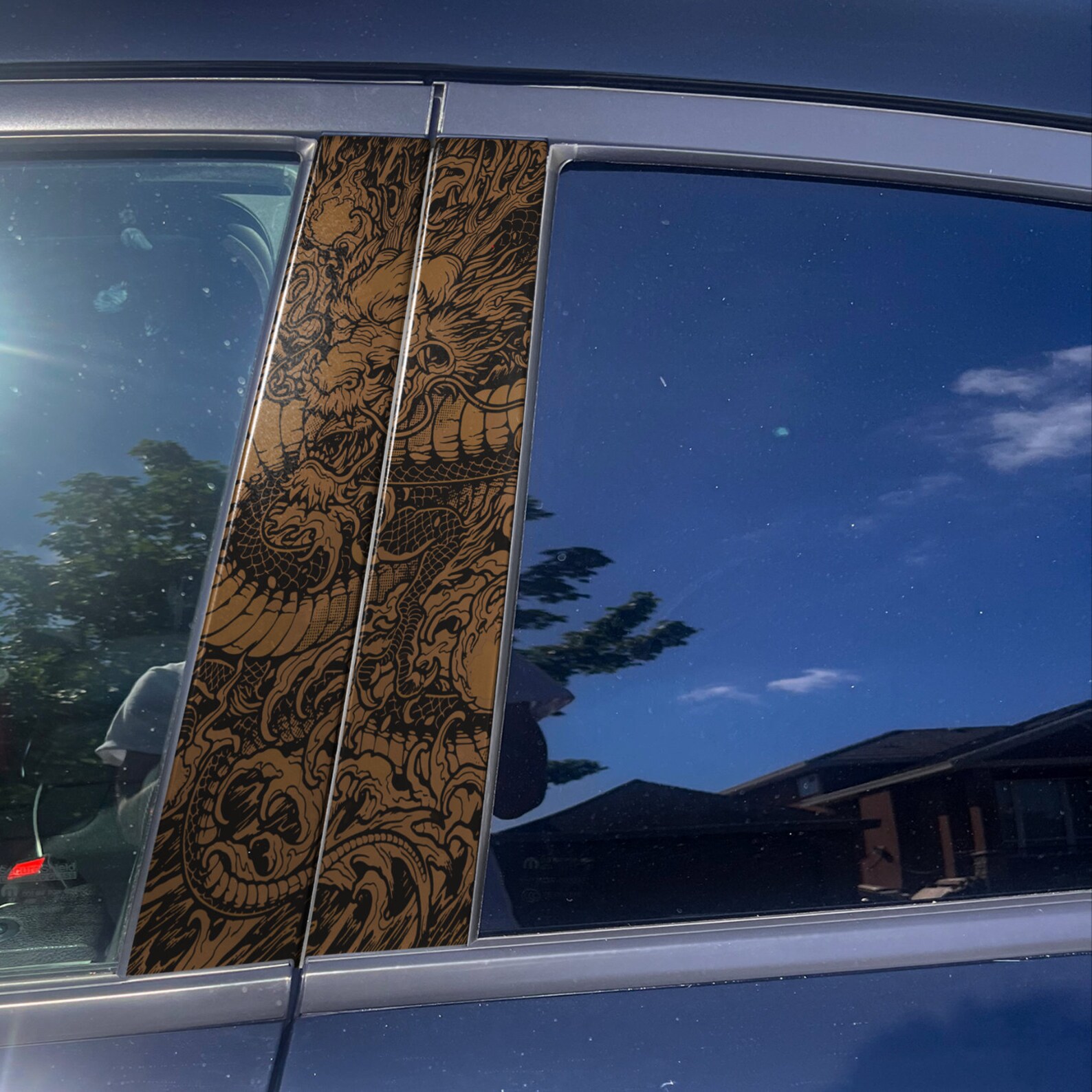 Japanese Dragon Car Decal, Door Pillar Livery, Brown Sticker Wrap, JDM ...