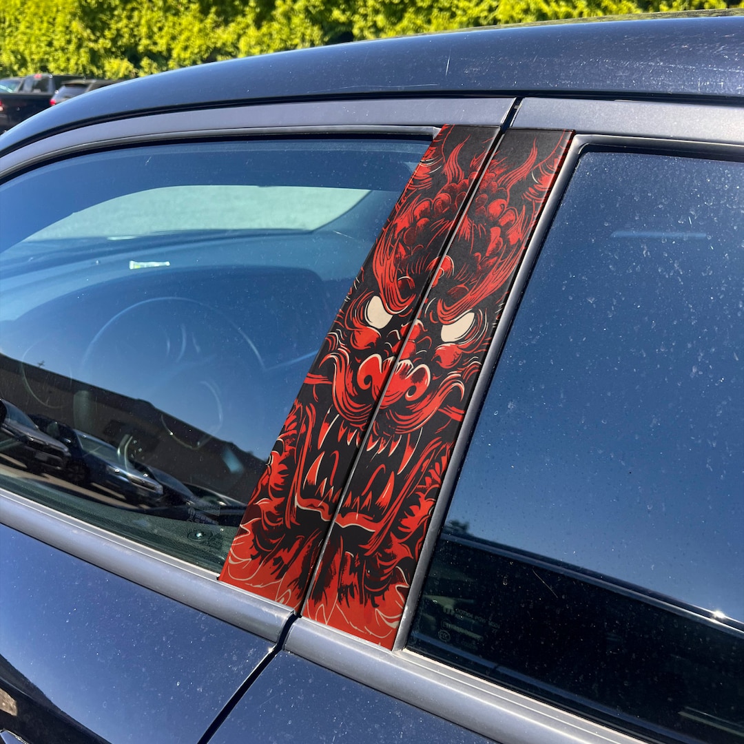 Red Oni Door Pillar Decal, JDM Demon Overlay, Car Pillar Cover ...
