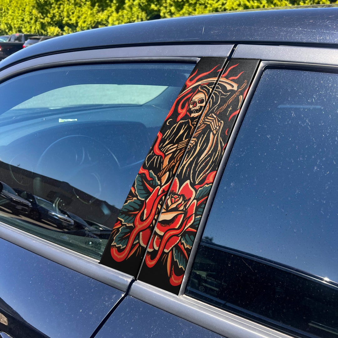 Grim Reaper Door Pillar Decal, JDM Car Pillar Overlay, Aggressive ...