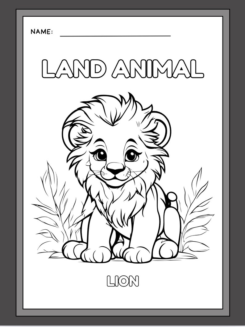 Land Animal Coloring Book for Kids - Etsy