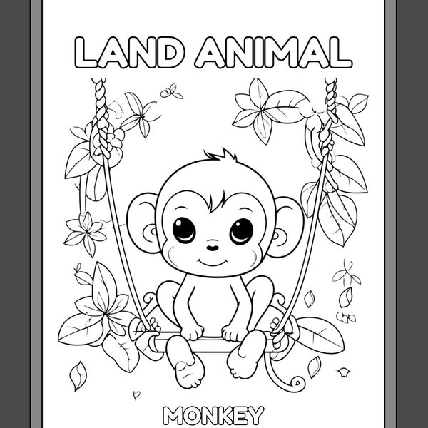 Land Animals Coloring Book - Etsy