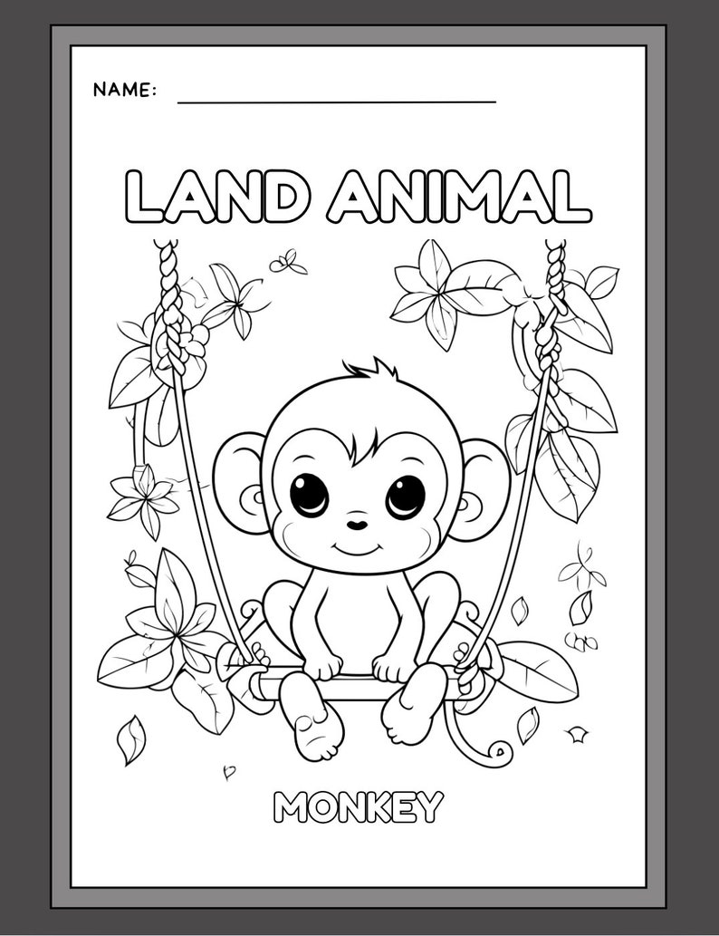Land Animal Coloring Book for Kids - Etsy