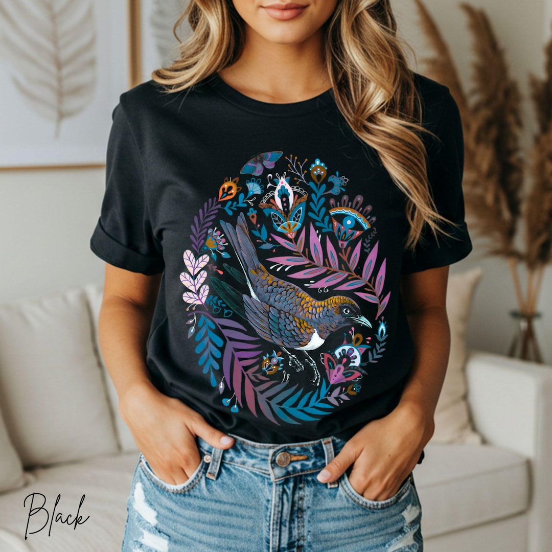 Gothic Floral Raven Tee, Trendy Women's Summer Tops, Witchy Crow Shirt ...