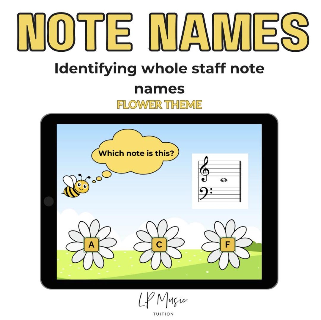 Boom Cards: Summer Theme Whole Staff Note-naming Piano Game Music - Etsy