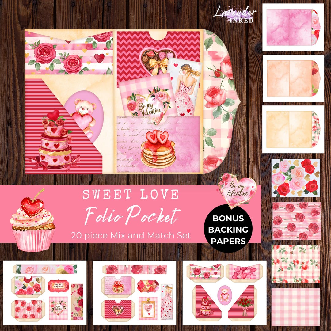 Valentine Junk Journal Folio Printables, Ephemera, Digital Folio, Paper ...