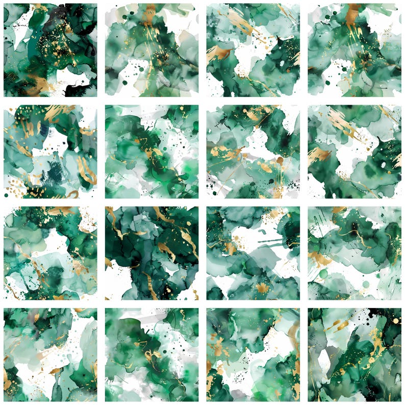 Watercolor Splash Collection, Seamless Digital Paper, Emerald Green ...