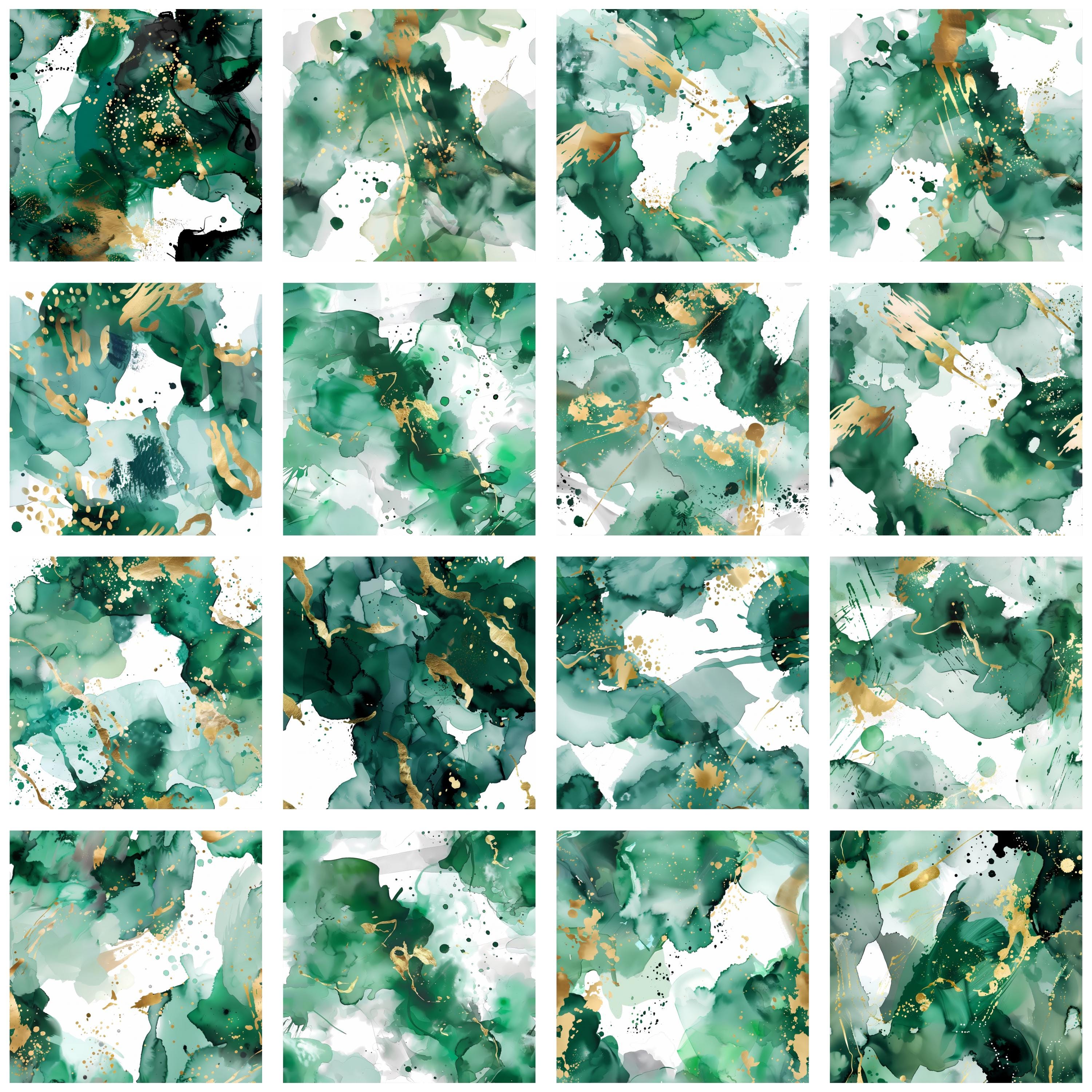 Watercolor Splash Collection, Seamless Digital Paper, Emerald Green ...