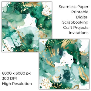 Watercolor Splash Collection, Seamless Digital Paper, Emerald Green ...