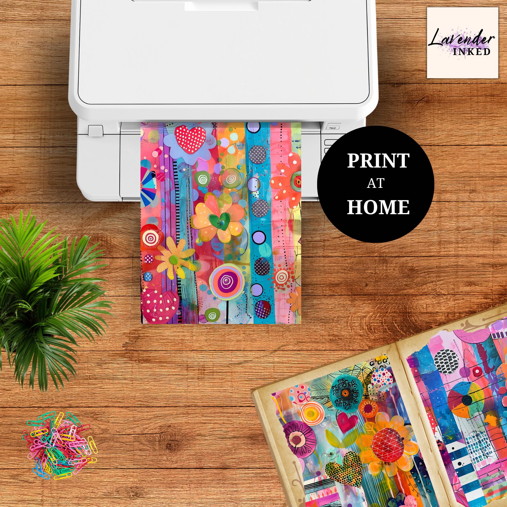 Colorful Whimsy Junk Journal Digital Paper, Half Journal Pages, Mixed ...