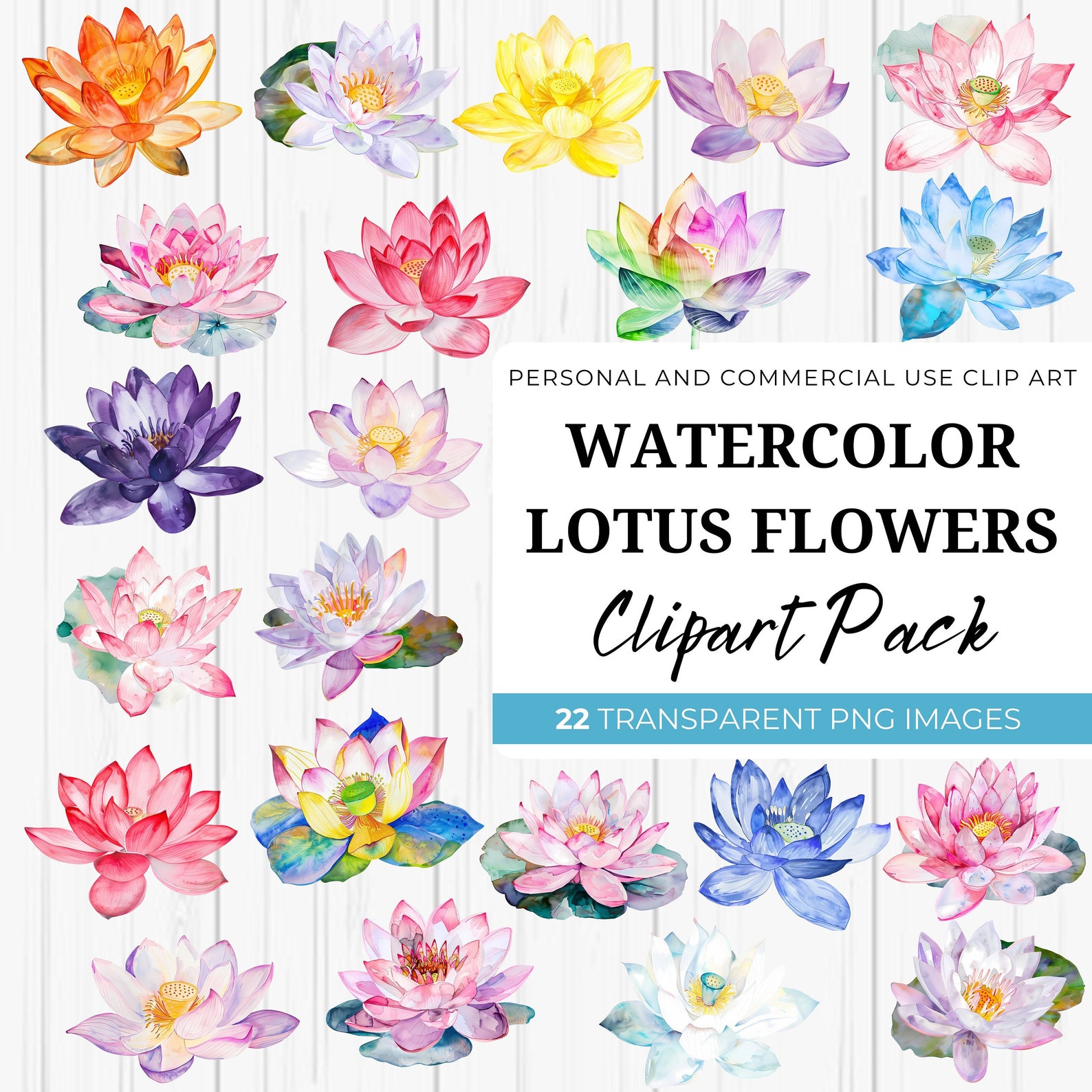 Watercolor Lotus Flower Clipart, Watercolour Clip Art, Water Lily ...