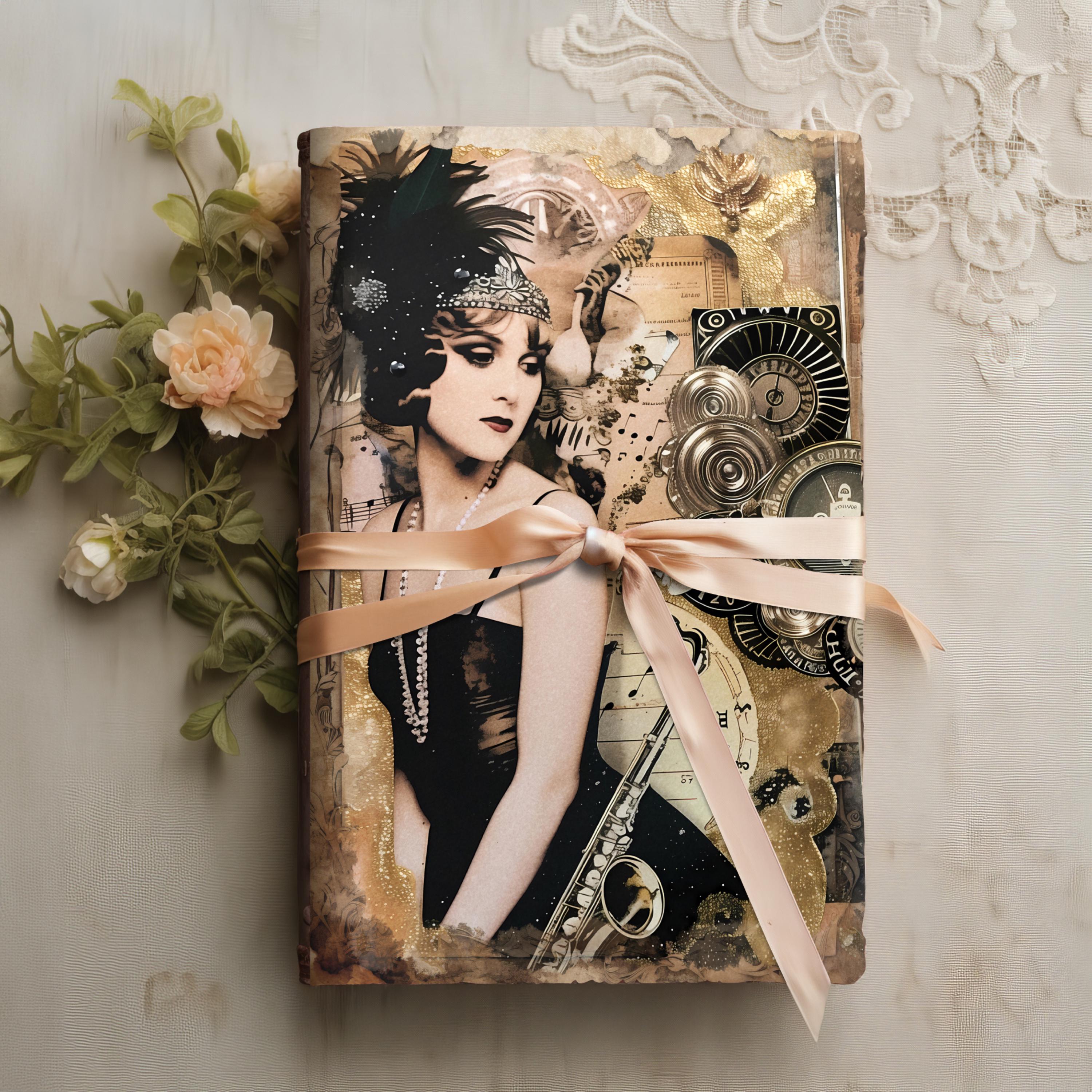 1920s Vintage Jazz Glam Junk Journal Paper, Black and Gold, Flapper ...