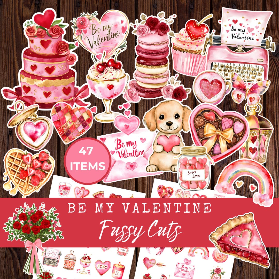 Valentine Fussy Cuts, Printable Ephemera, Junk Journal Papers ...