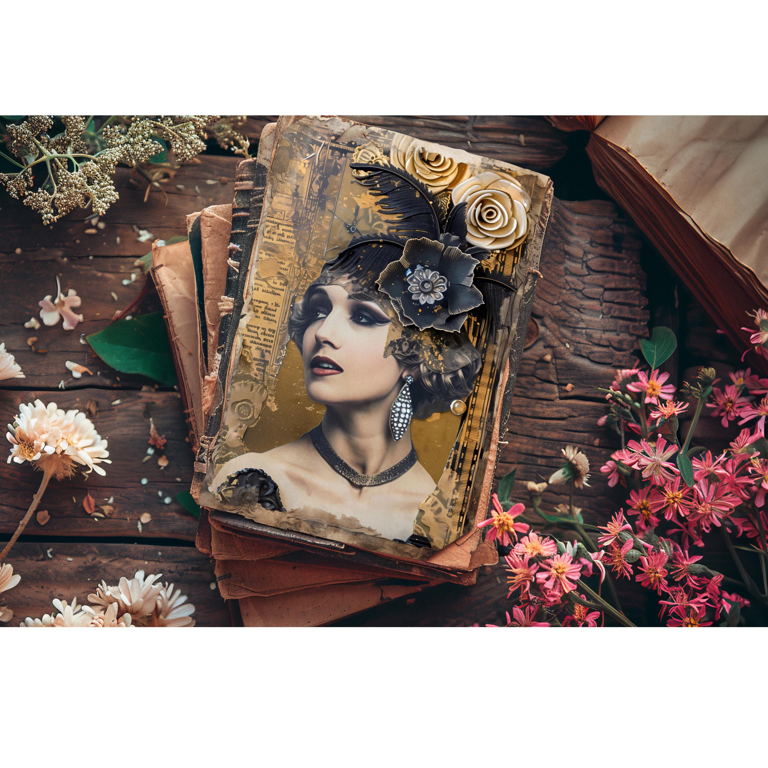 1920s Vintage Jazz Glam Junk Journal Paper, Black and Gold, Flapper ...