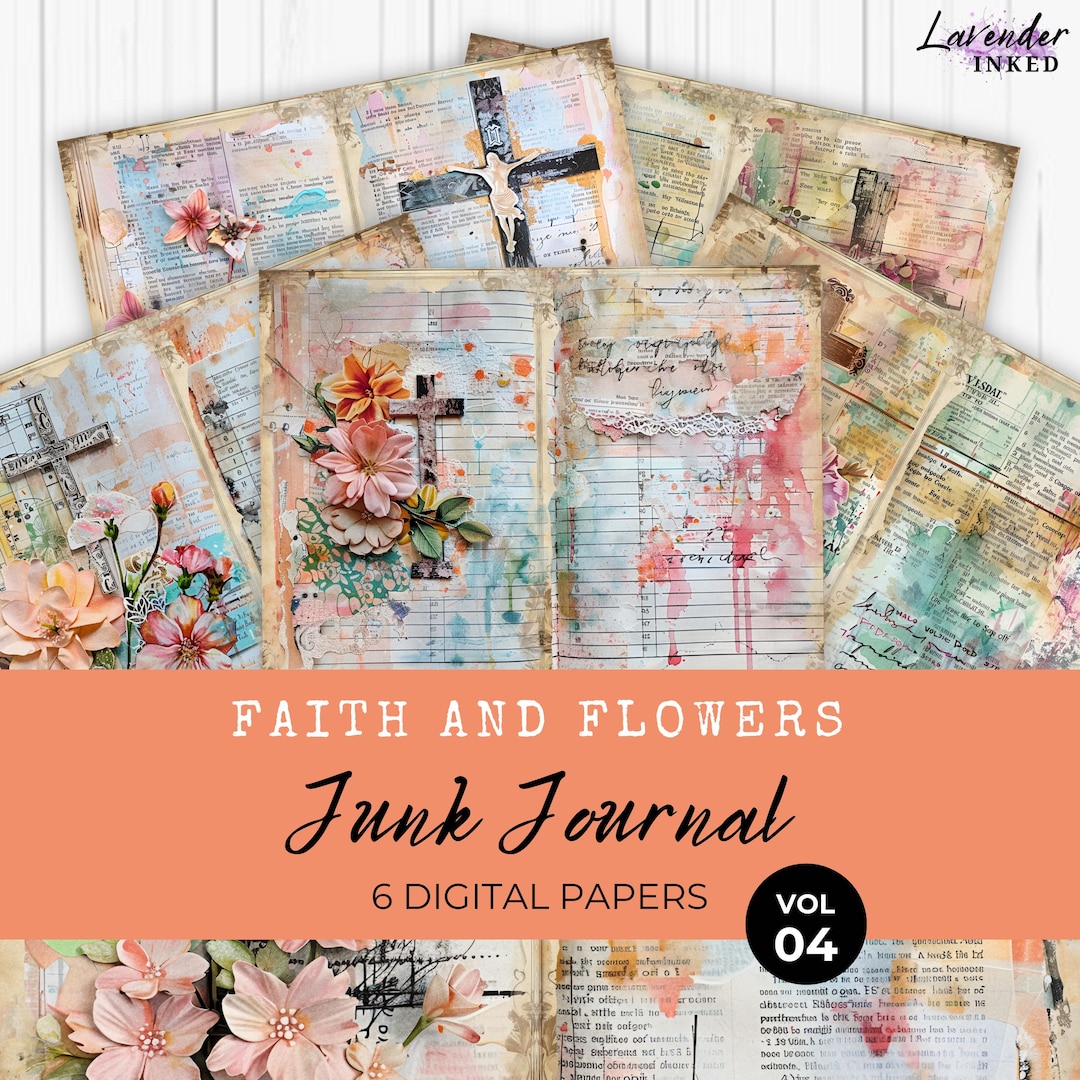 Faith Junk Journal Papers, Digital Journal Pages, Devotional, Prayer ...