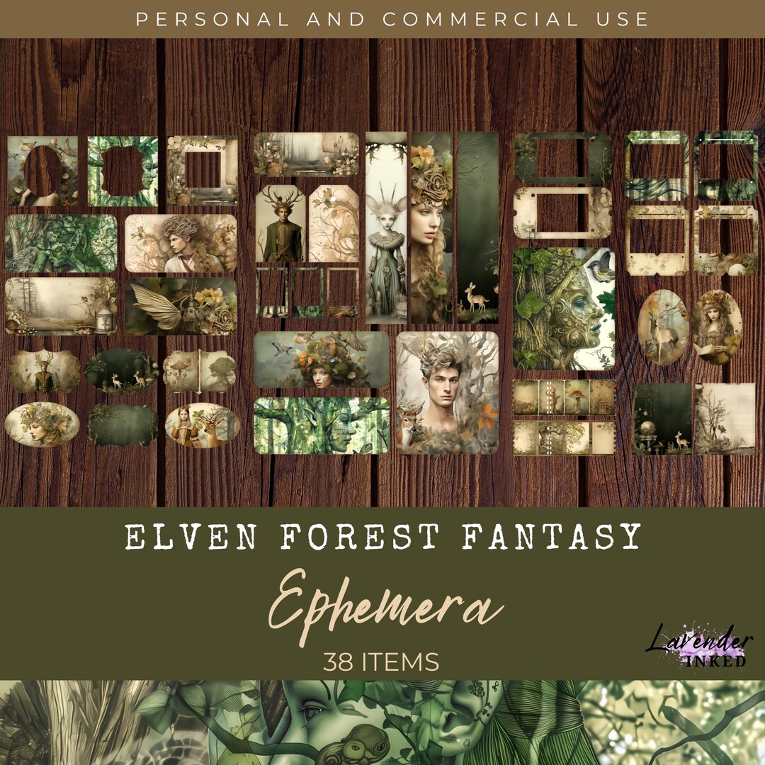 Elven Forest Junk Journal Ephemera Cards, Fantasy, Elf, Enchanted ...