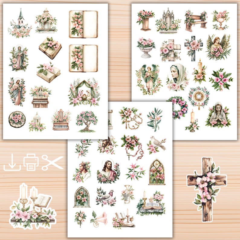 Faith Fussy Cuts, Printable Ephemera, Prayer, Christian, Junk Journal ...