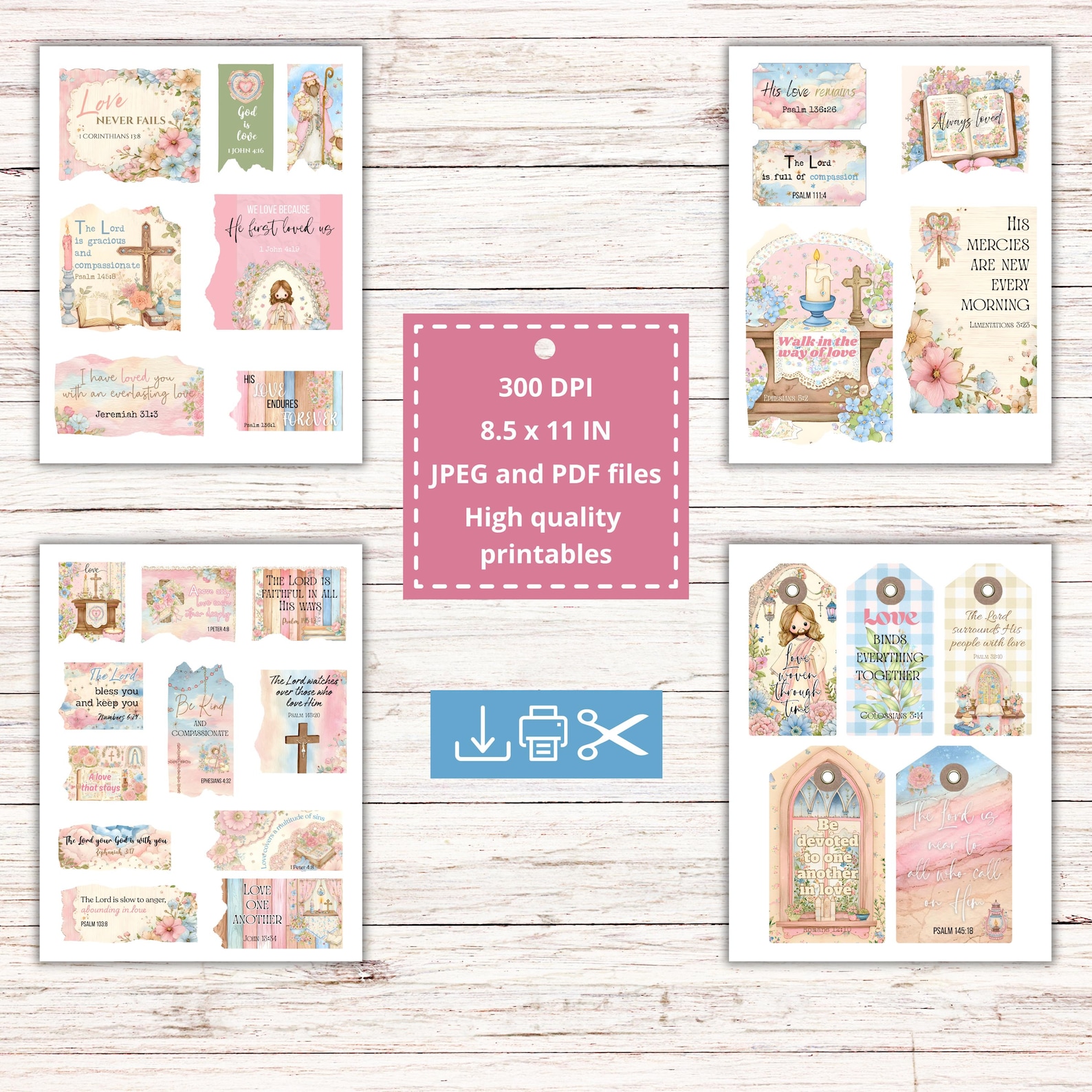 Scripture Scraps, Love & Grace, Shabby Chic Prayer Board Kit Card ...