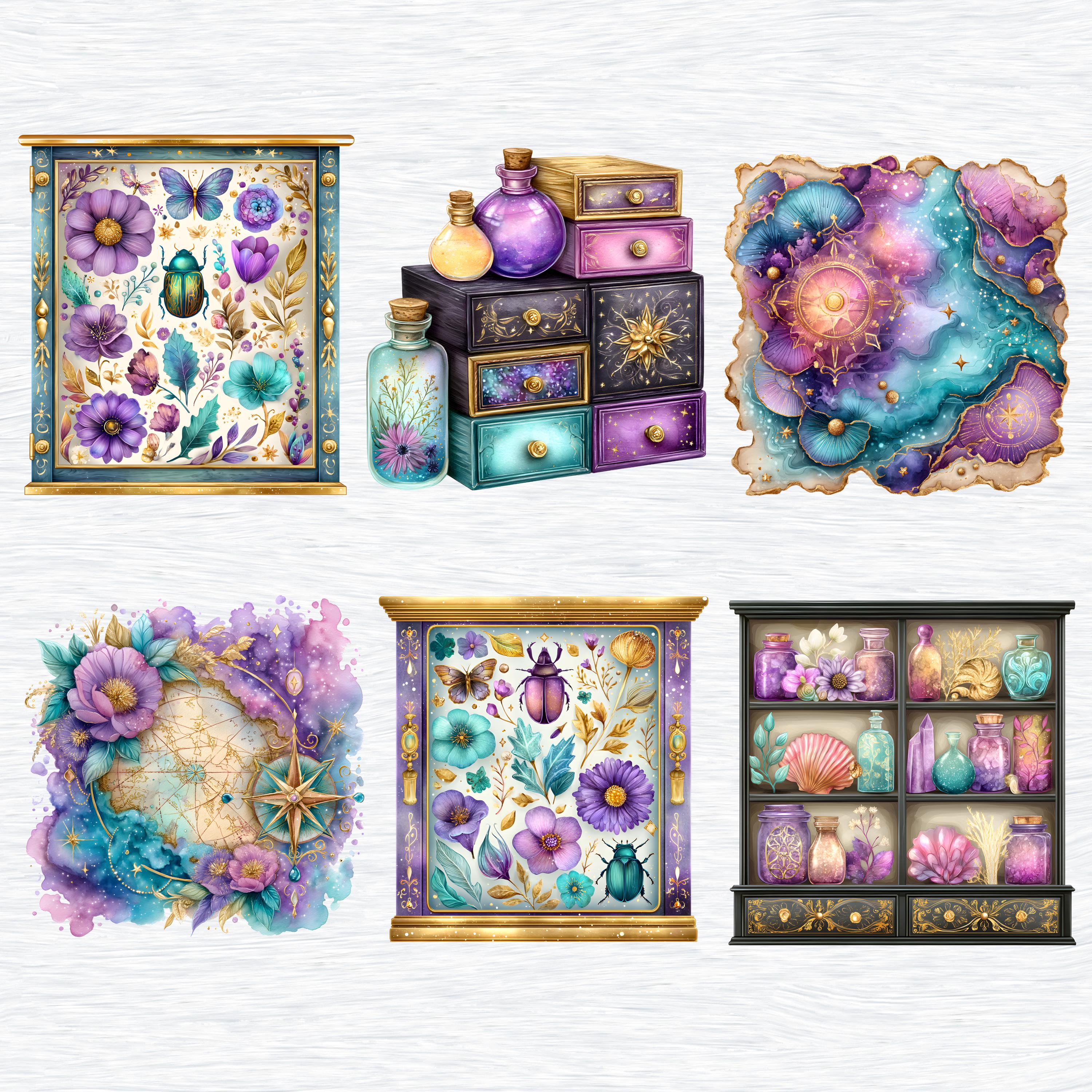 Witchy Cabinet of Curiosities Clipart, Botanical Witch, Witchcraft ...