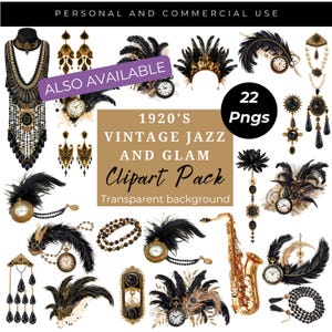 1920s Vintage Jazz Glam Junk Journal Paper, Black and Gold, Flapper ...