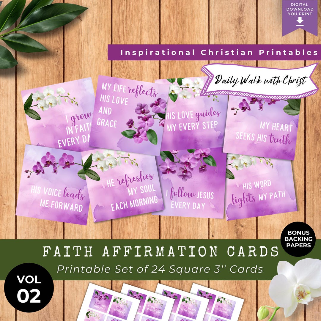 Printable Faith Affirmation Cards Square, Prayer, Christian, Scripture ...