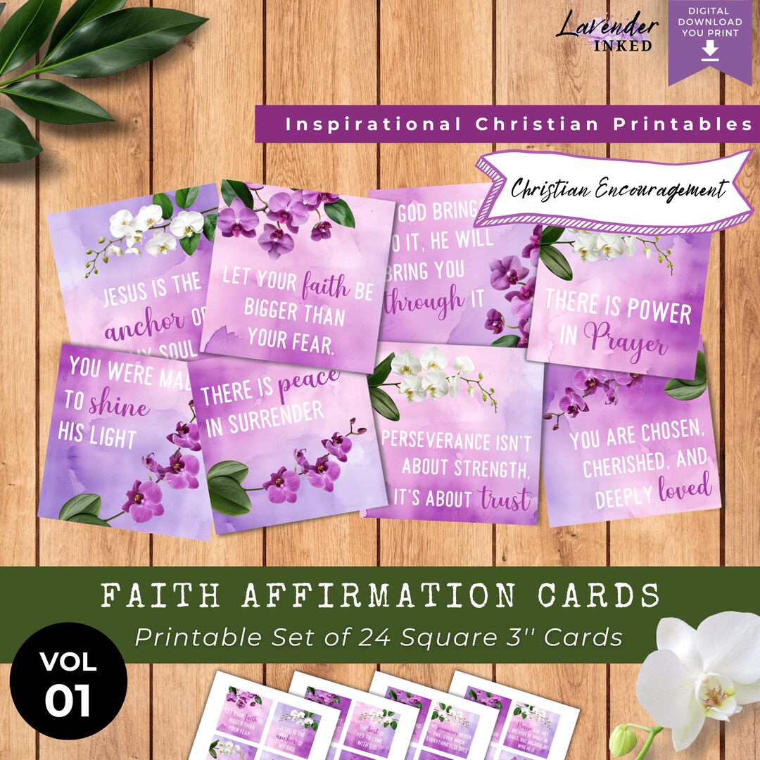 Printable Faith Affirmation Cards Square, Prayer, Christian, Scripture ...