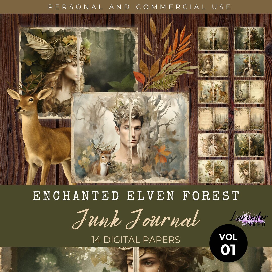 Elven Forest Journal Papers, Digital Journal Pages, Fantasy, Woodlands ...