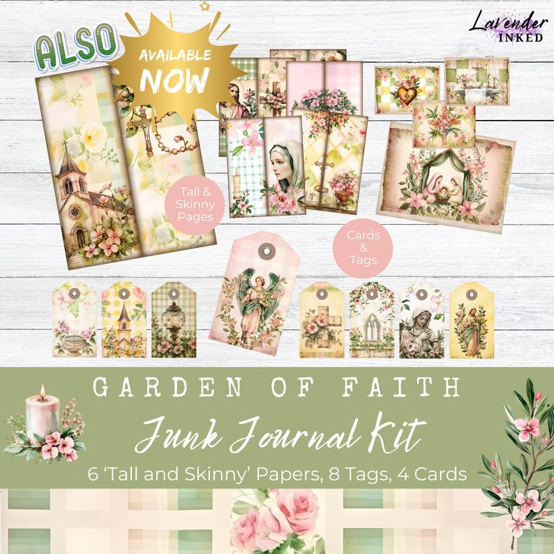 Faith Junk Journal Ephemera Cards, Prayer, Devotional, Religious ...