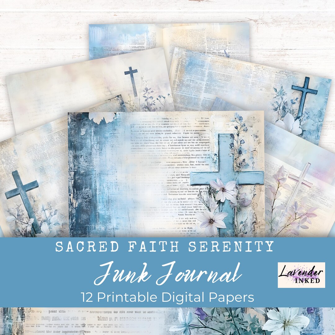 Sacred Faith Serenity Junk Journal Papers, Digital Journal Pages ...