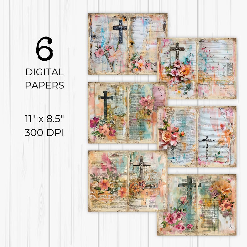 Faith Junk Journal Papers, Digital Journal Pages, Devotional, Prayer ...