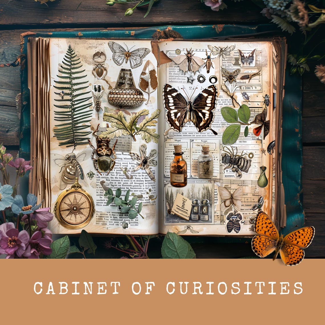 Cabinet of Curiosities Junk Journal Kit, Botanical, Science ...