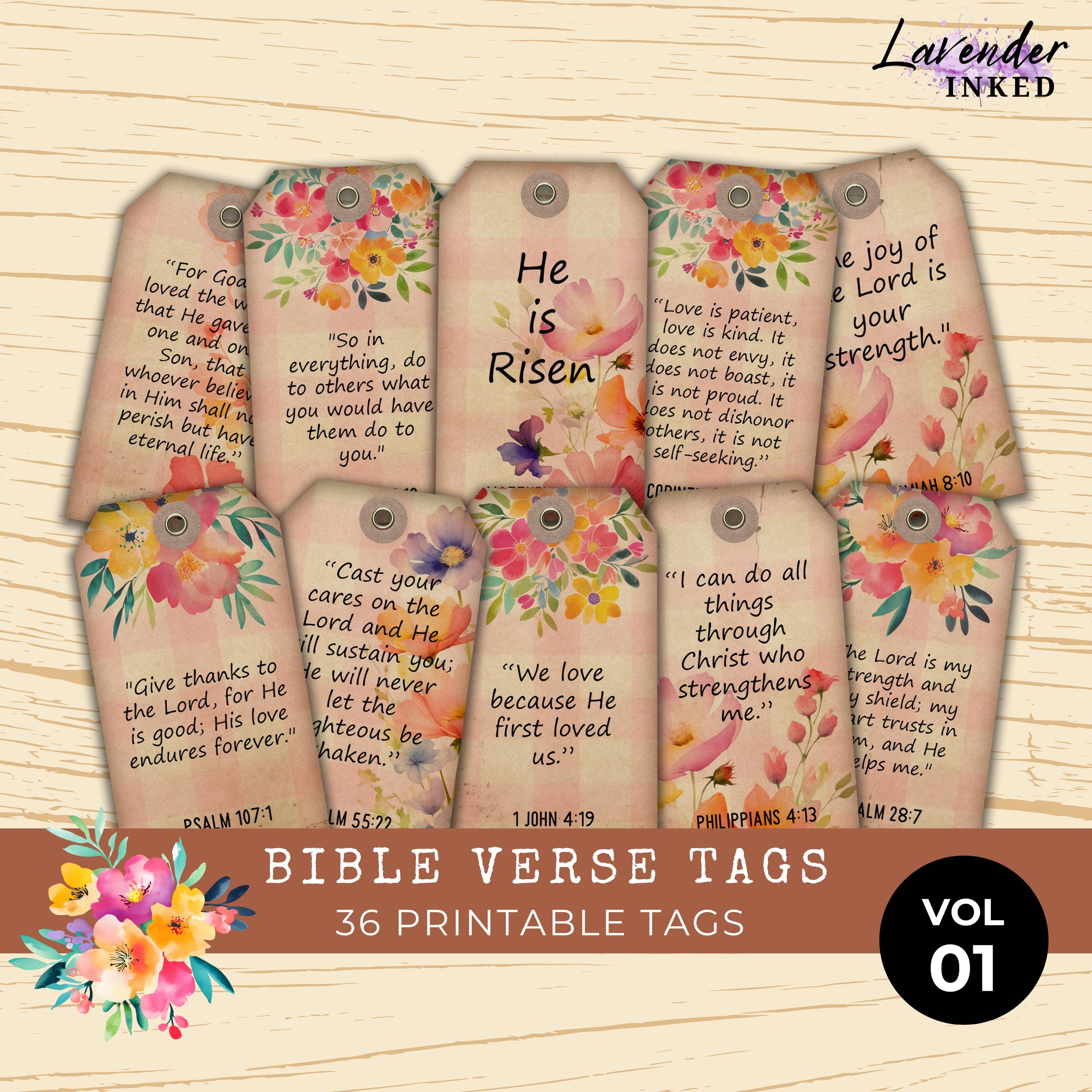Printable Bible Verse Tags, Scripture Tags, Scripture Scraps, Christian ...