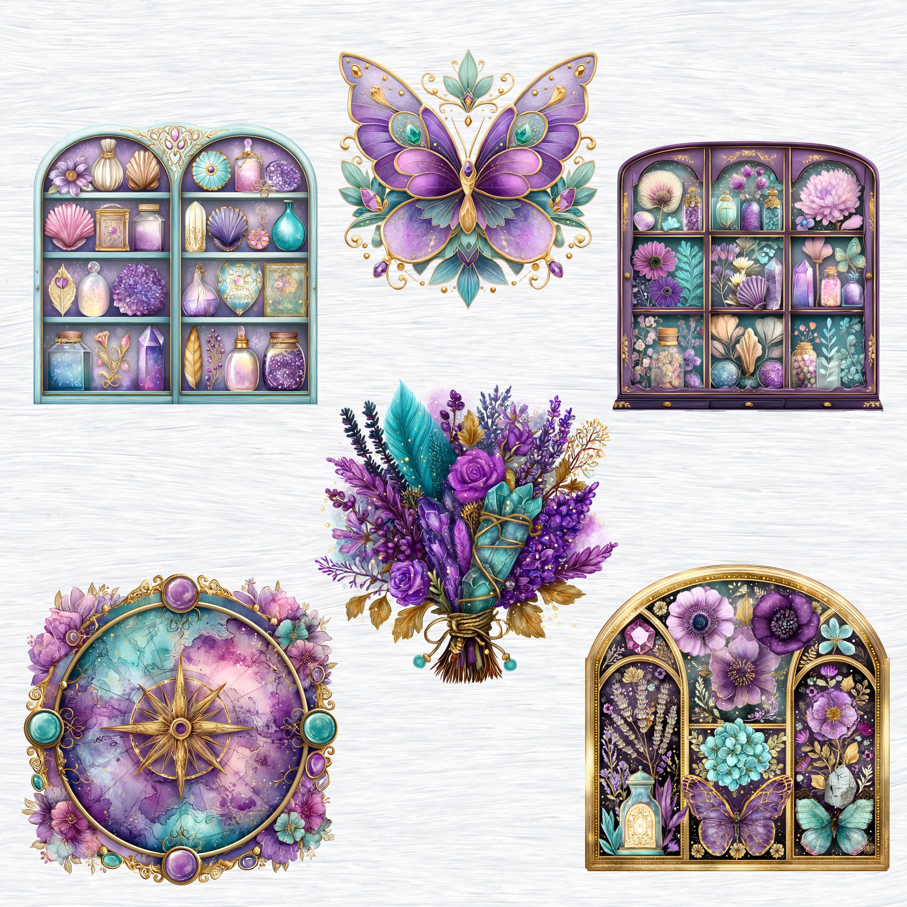 Witchy Cabinet of Curiosities Clipart, Botanical Witch, Witchcraft ...