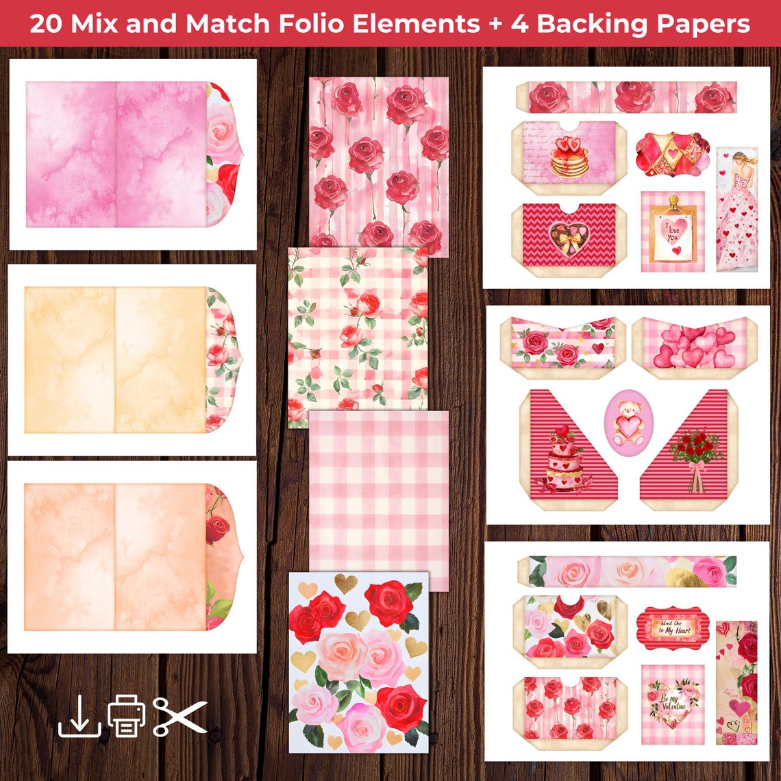 Valentine Junk Journal Folio Printables, Ephemera, Digital Folio, Paper ...