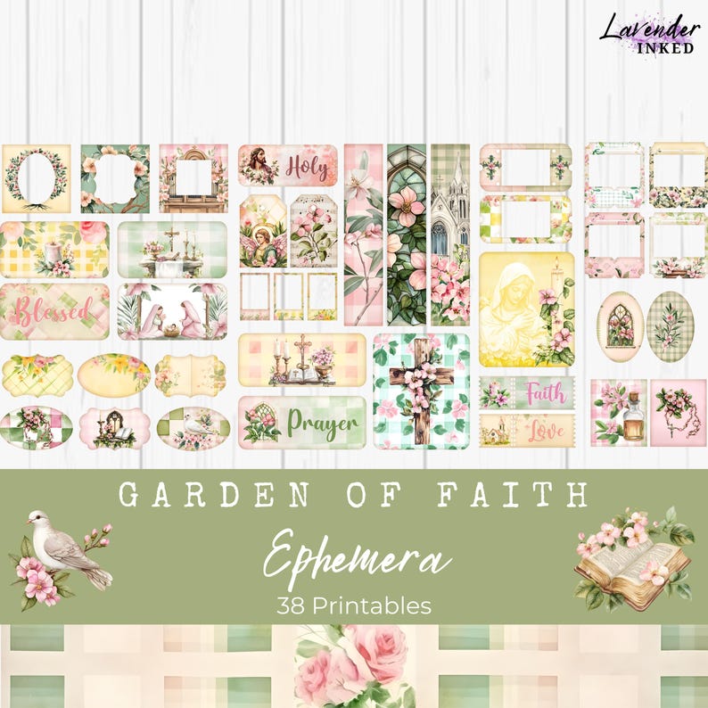 Faith Junk Journal Ephemera Cards, Prayer, Devotional, Religious ...