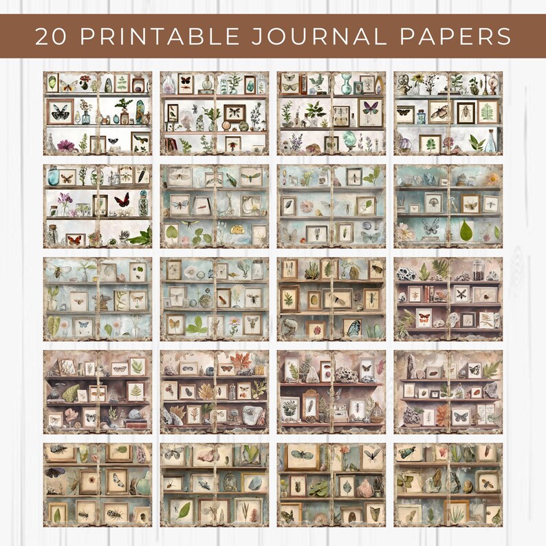 Cabinet of Curiosities Junk Journal Papers, Printable Digital Pages ...