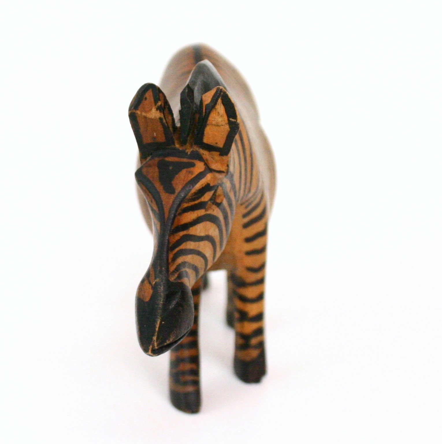 Carved Wooden Zebra Figurine with Painted Stripes 7 | Etsy