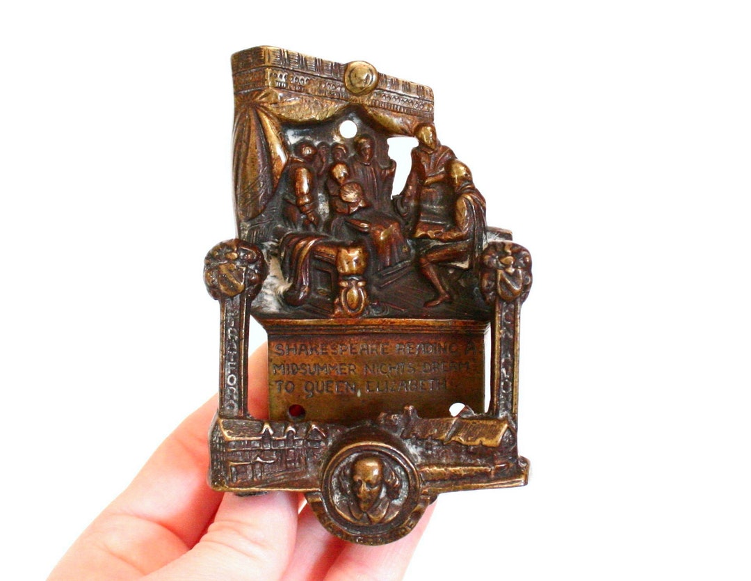 Small Vintage Cast Metal Door Knocker Depicting Shakespeare Reading A ...