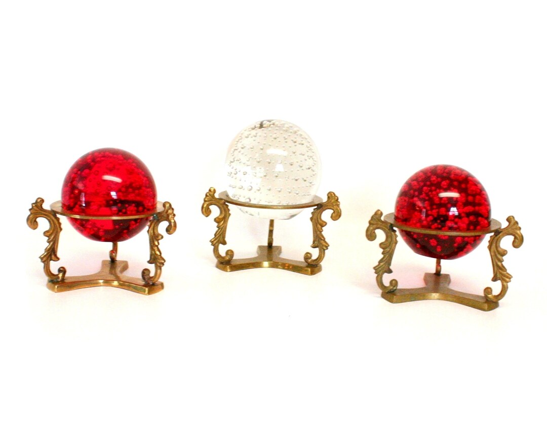 ONE Vintage Brass Stand for Display of Decorative Orb, Crystal, Small ...