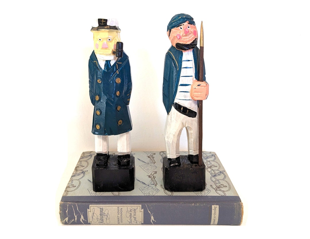 Pair of Carved Wooden "old Salt" Figurines Depicting Sailors ...
