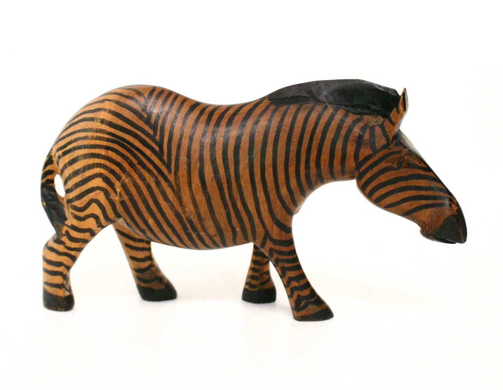 Carved Wooden Zebra Figurine with Painted Stripes 7 | Etsy